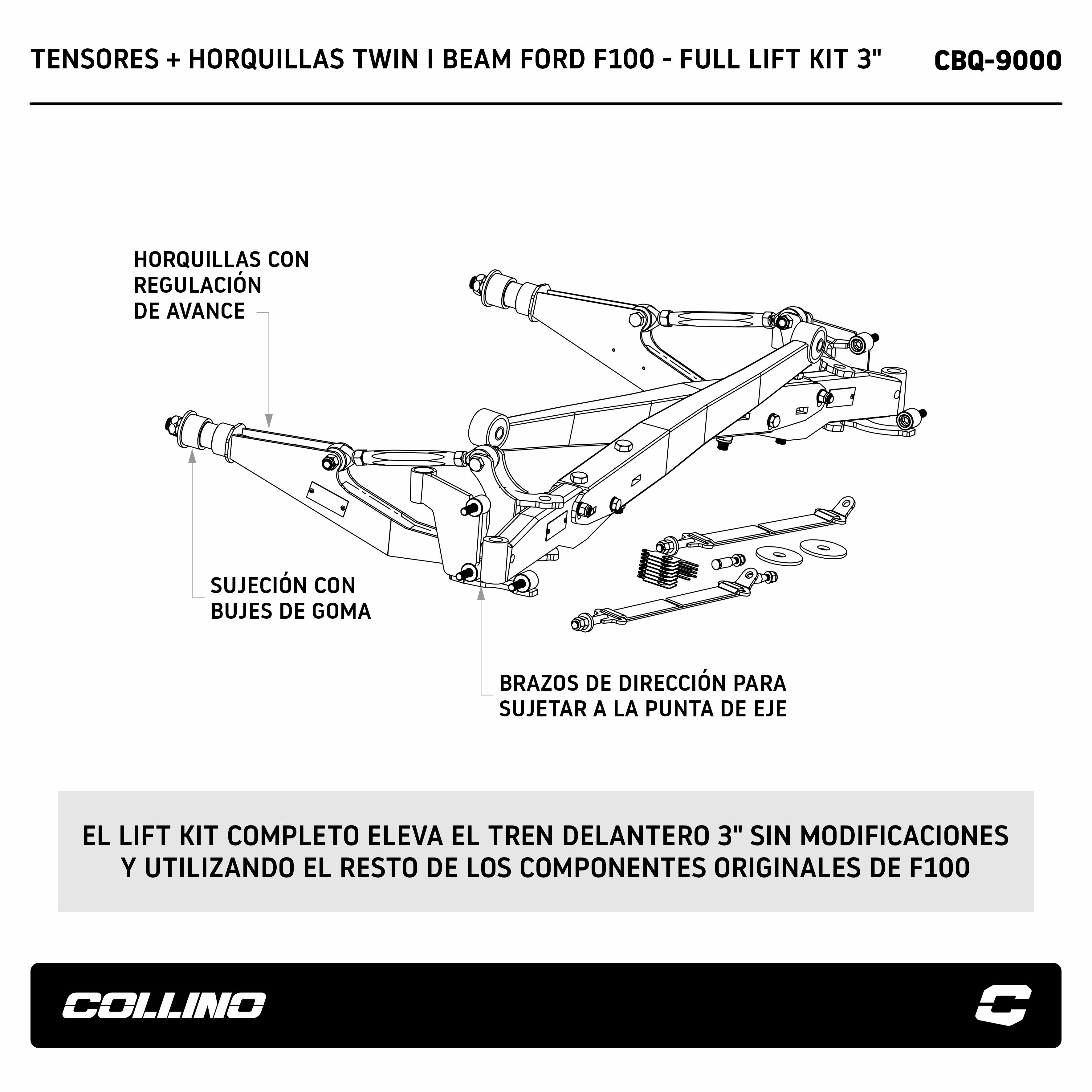 FORD F100 3" TWIN I-BEAM LIFT KIT / ARMS + RADIUS RODS – Collino