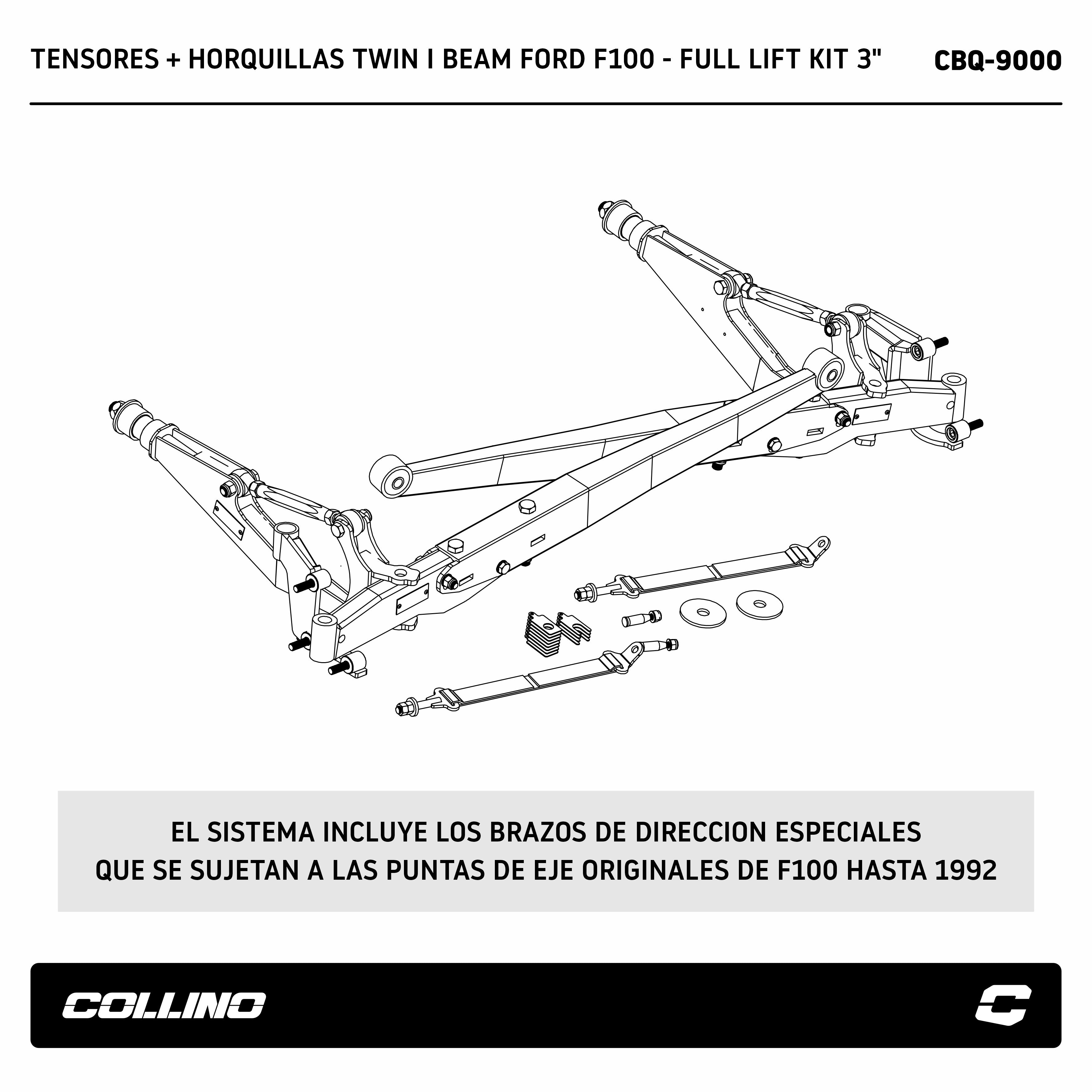 FORD F100 3" TWIN I-BEAM LIFT KIT / ARMS + RADIUS RODS – Collino